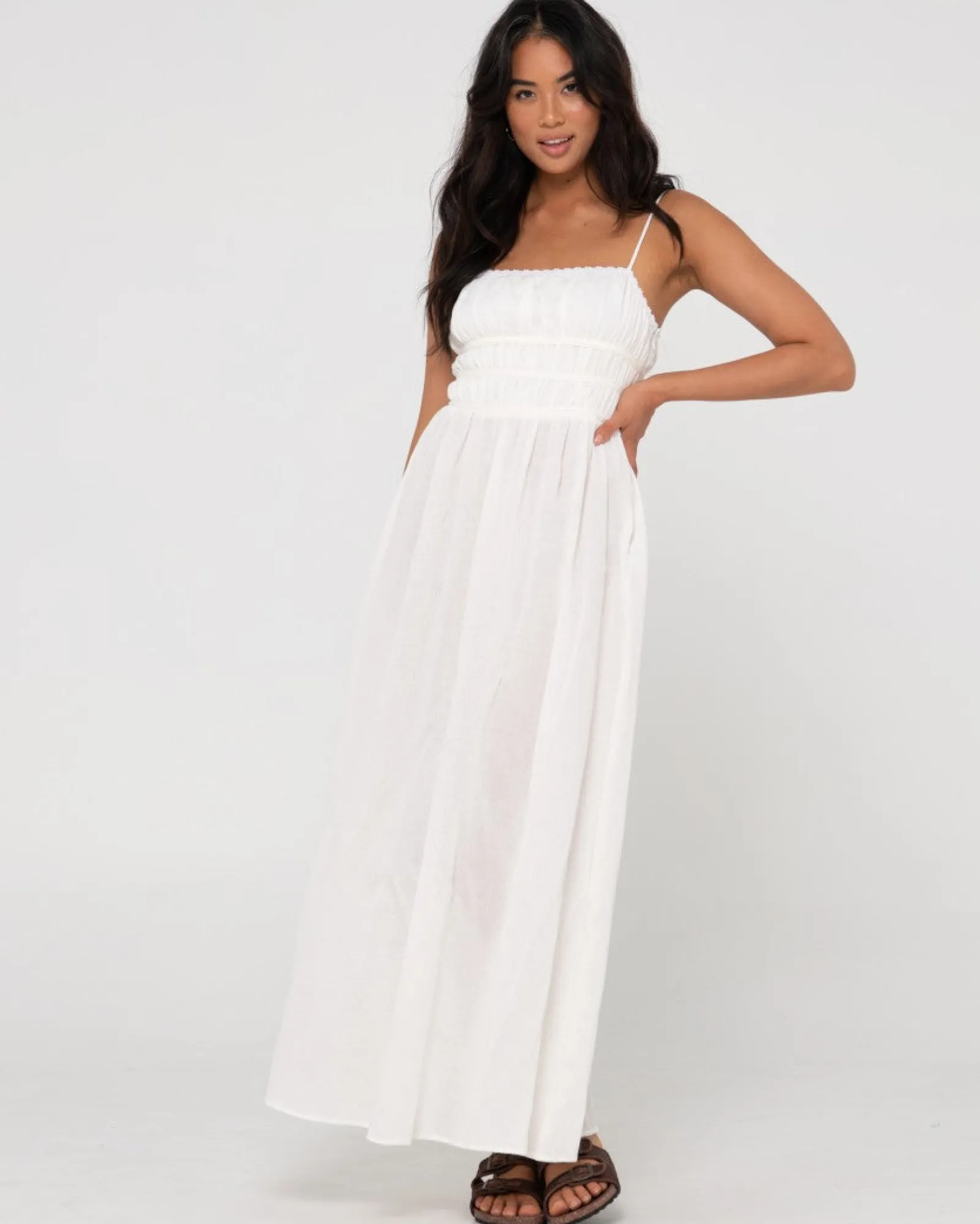 Rusty Coco Shirred Maxi Dress | Womens Overswim - Rusty Australia